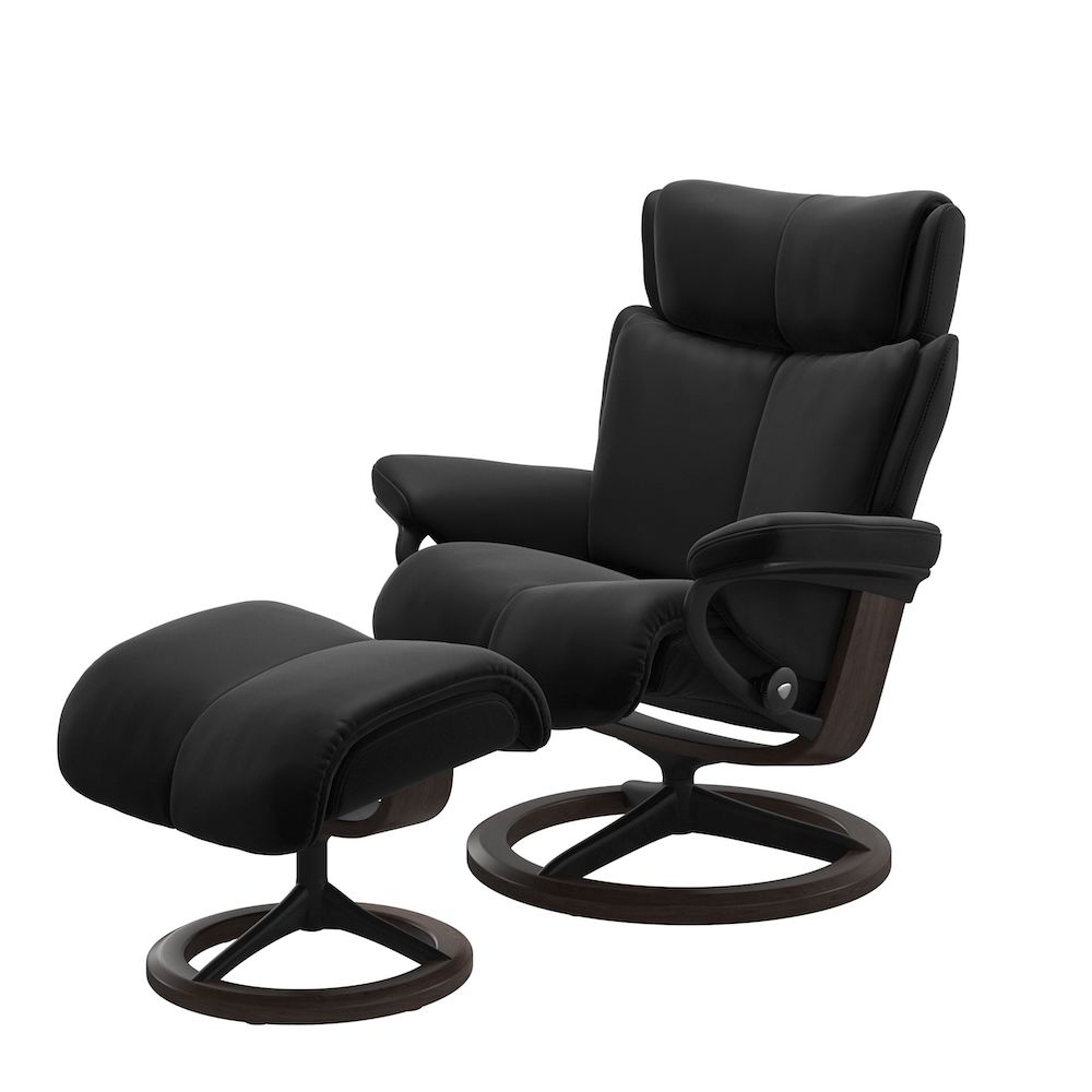Stressless Magic S fåtölj & pall Signature base – Severins
