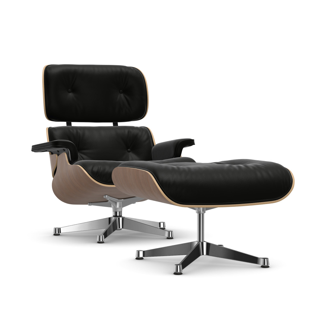Vitra Lounge Chair & Ottoman – Walnut Natural, New Dimensions